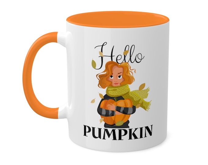 Pumpkin Shaped Mug, White Pumpkin Cup, Hello Pumpkin, Fall Mug ...