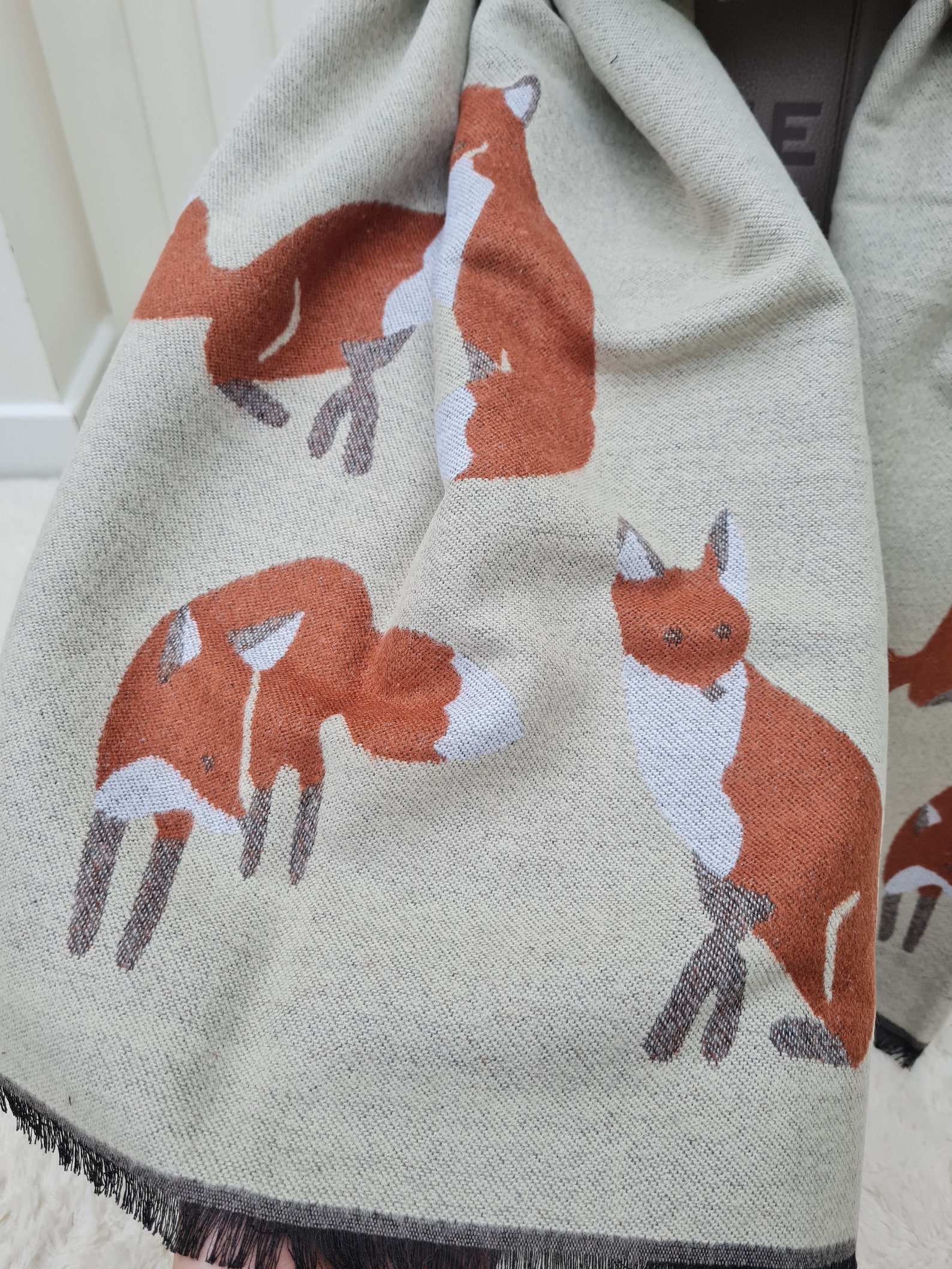 Fox Print Incredibly Soft Women Scarf Shawl Greeting Card Option ...