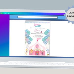 Editable Circus Theme Birthday Invitation. 5x7 Instant Download ...