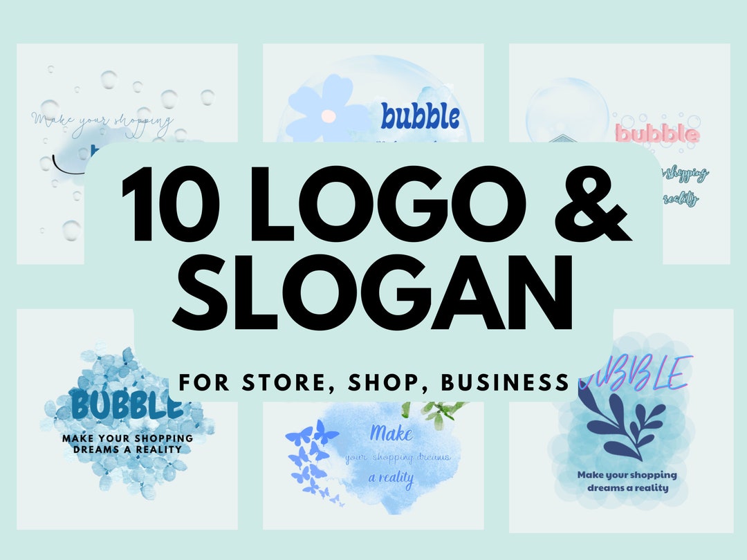 10 BLUE Tone LOGO SLOGAN for Business Store Shop - Etsy