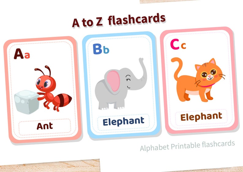 Set of 10 Alphabets Flashcards Digital Worksheets, Stickers, Kids ...