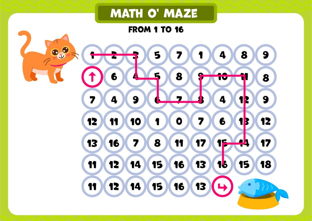 Math Maze Worksheets Set, Kids Learning Activity (digital Download ...