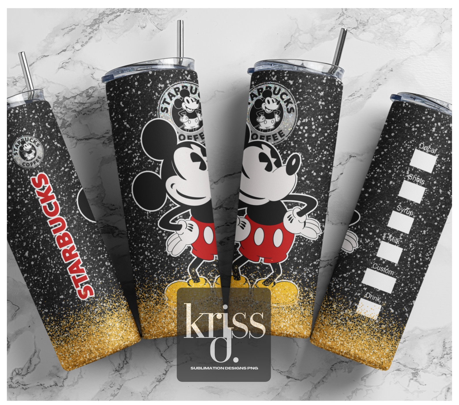 Retro Mouse Cartoon Coffee Glitter 20 Oz Skinny Tumbler |starbucks ...