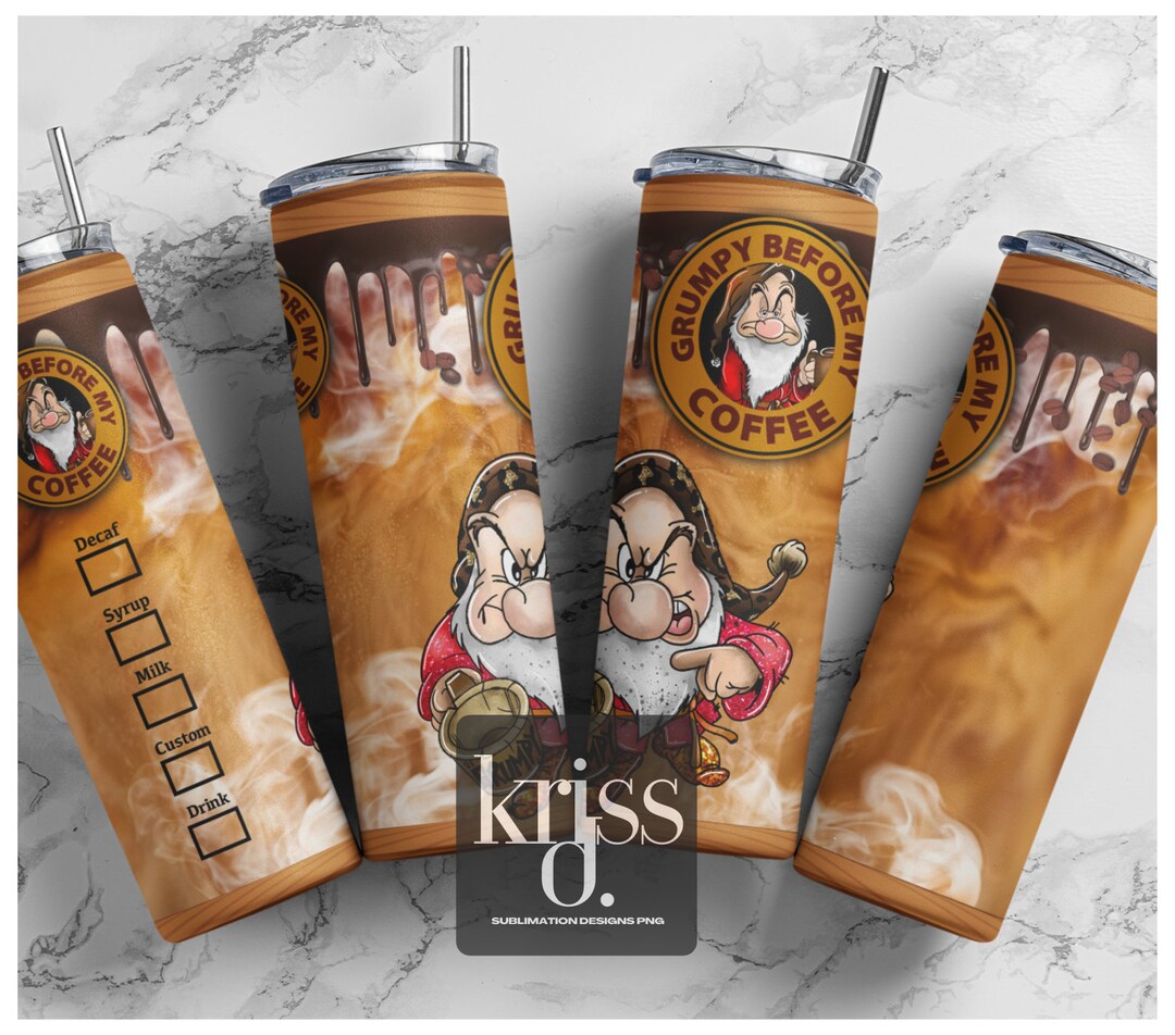 Grumpy Coffee Glitter 20 Oz Skinny Tumbler | Coffee Dwarfs Tumbler ...