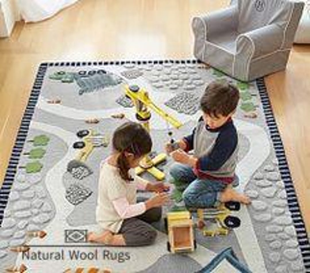 Hand Tufted Construction Rug for Kids Cement Truck Nursery Rug Scoop ...