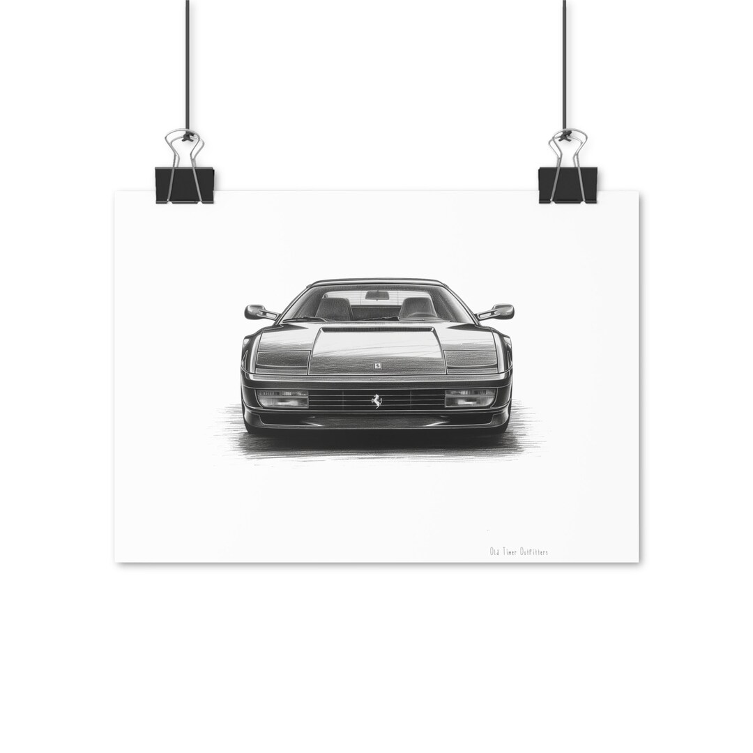 Posters Ferrari Testarossa Pencil Drowing Pencil Drawing - Etsy