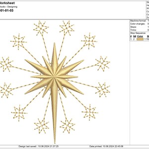 Magic Gold Star Machine Embroidery Design Christmas and New Year ...