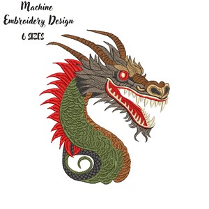 Green Chinese Dragon Machine Embroidery Design Animals and Dragons Digital Embroidery File 6 ...