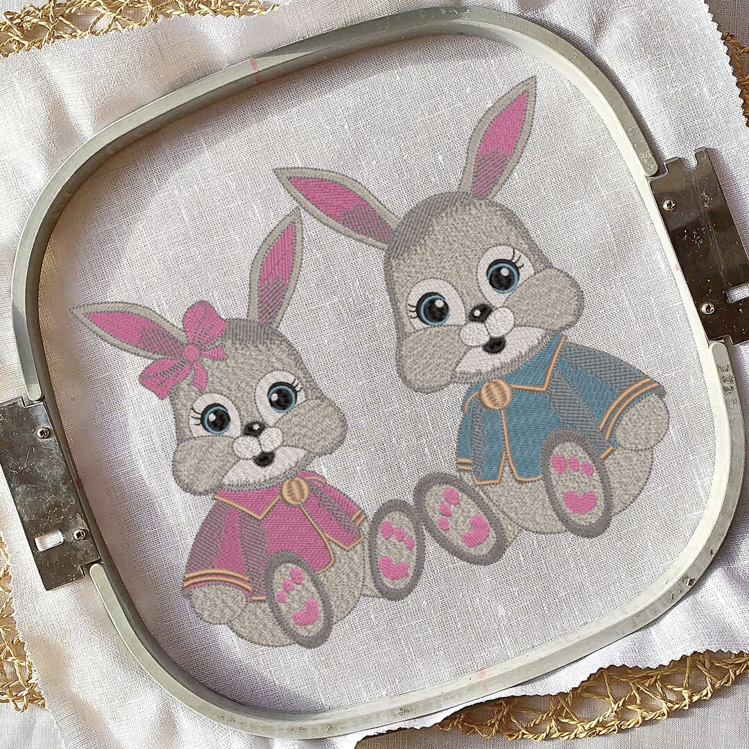 Set 2 Designs Baby Rabbit Machine Embroidery Design Bunny Woodland ...