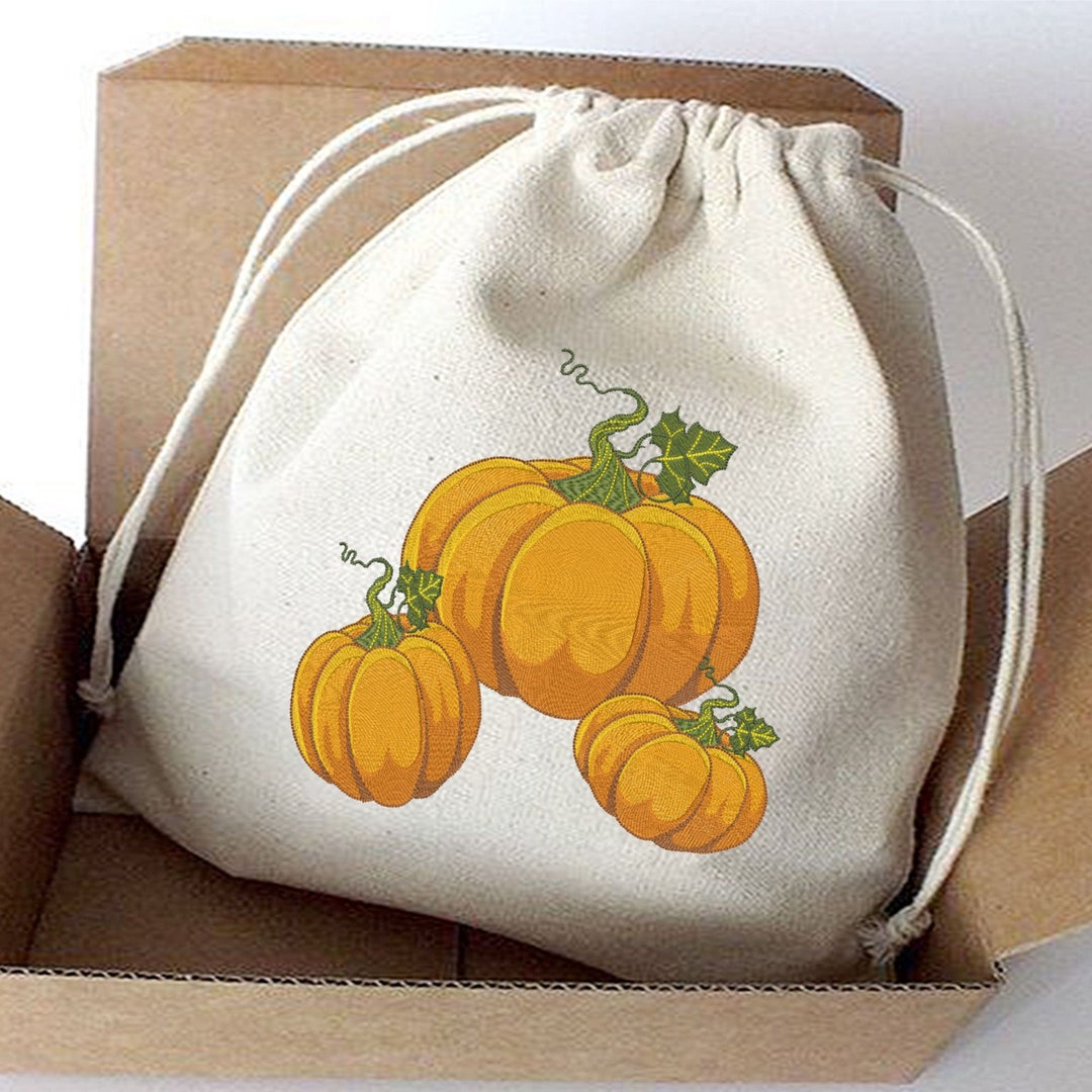 Hoops 4x4 Inch Machine Embroidery Design Orange Pumpkin With Fall ...