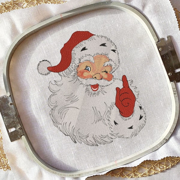 Santa Face Embroidery Design - Etsy
