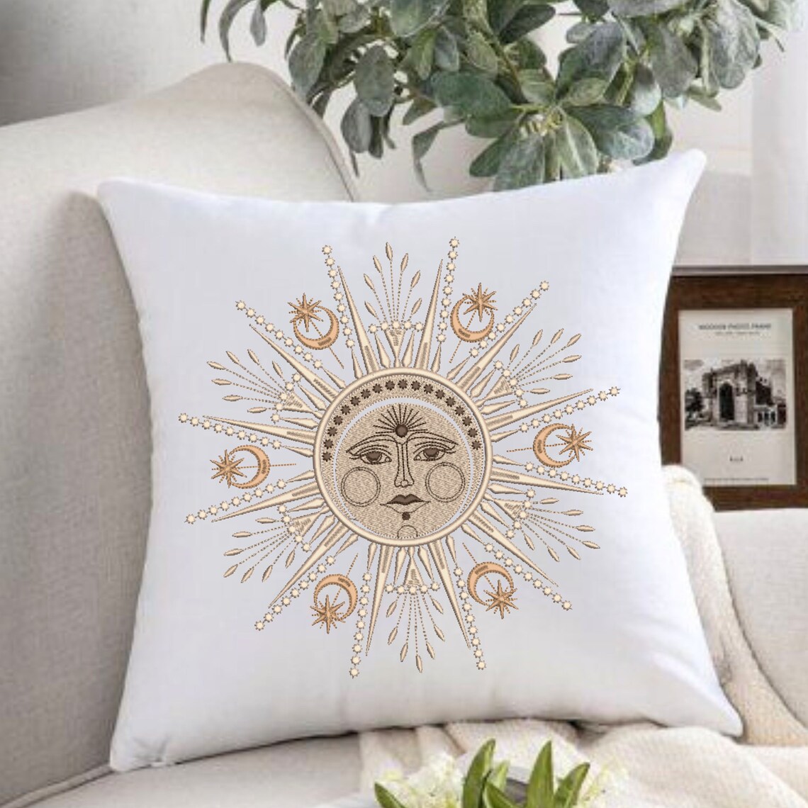 Sun With Face Machine Embroidery Design. Sun and Moon, Stars Digital ...