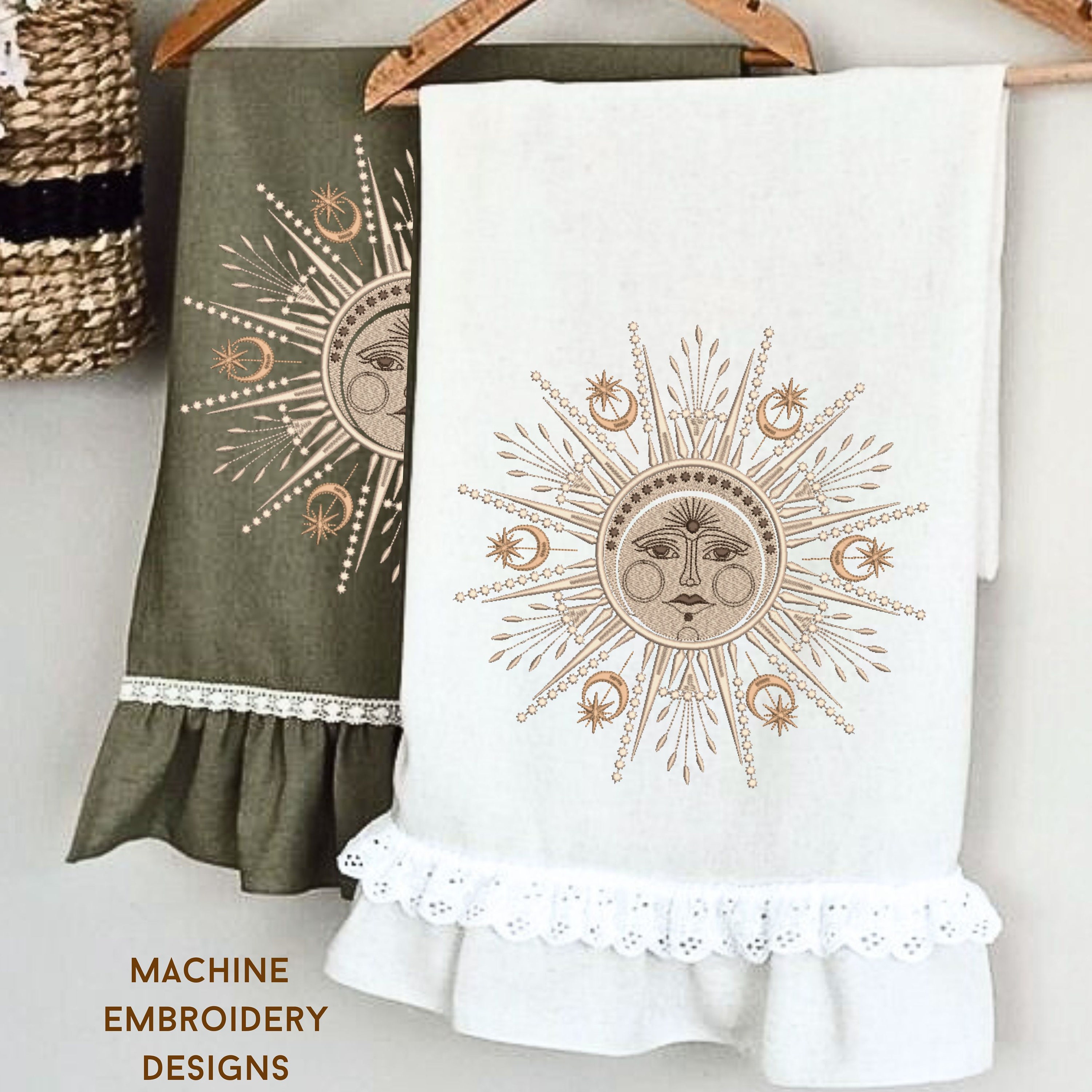 Sun With Face Machine Embroidery Design. Sun and Moon, Stars Digital ...