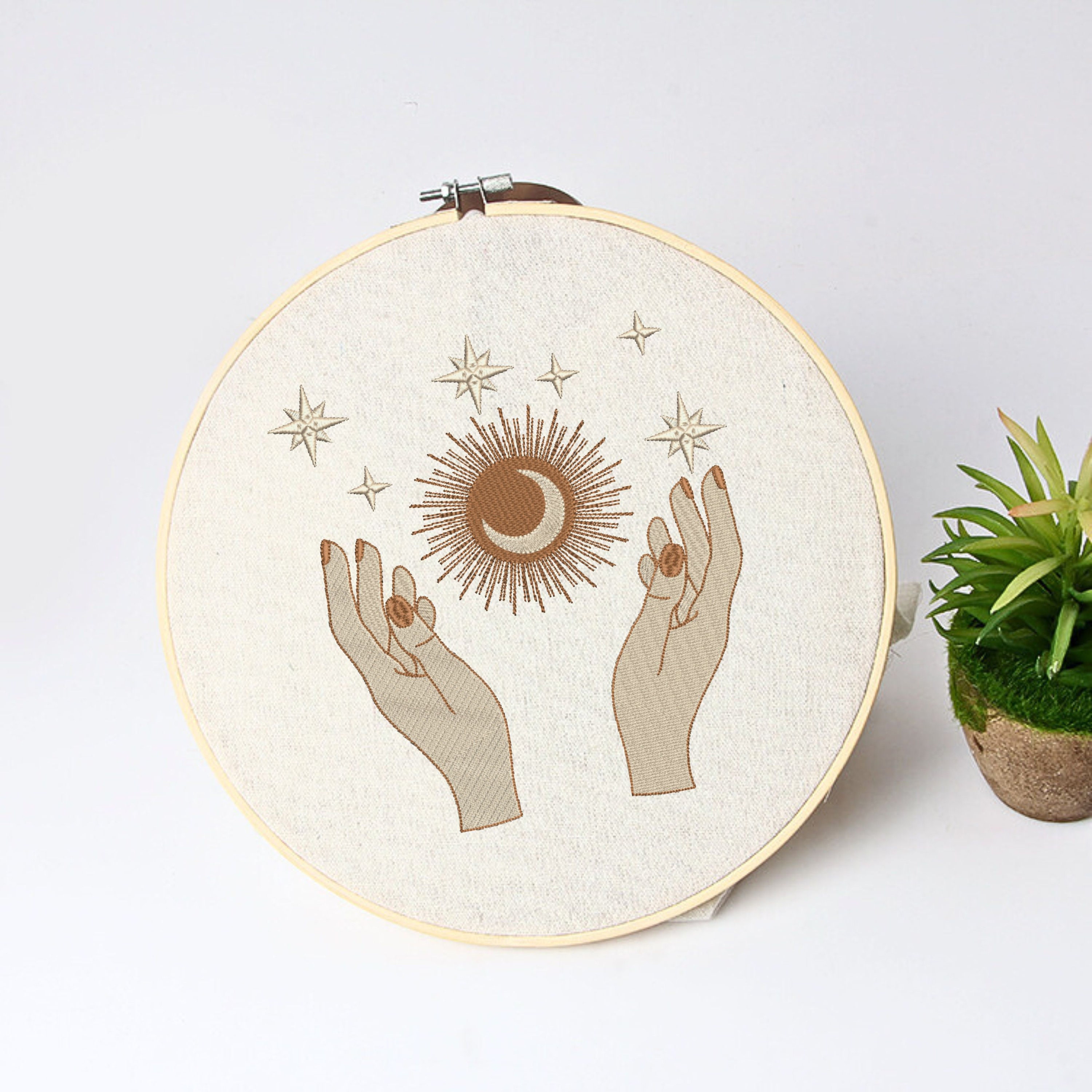 Sun in Hands Machine Embroidery Design Magic Witch Embroidery Pattern ...