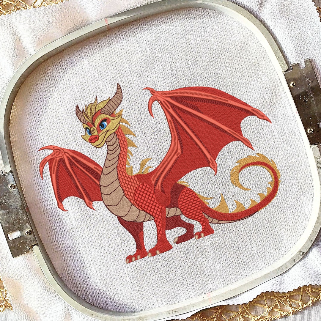 Red Chinese Fly Dragon Machine Embroidery Design Dragon Embroidery File ...