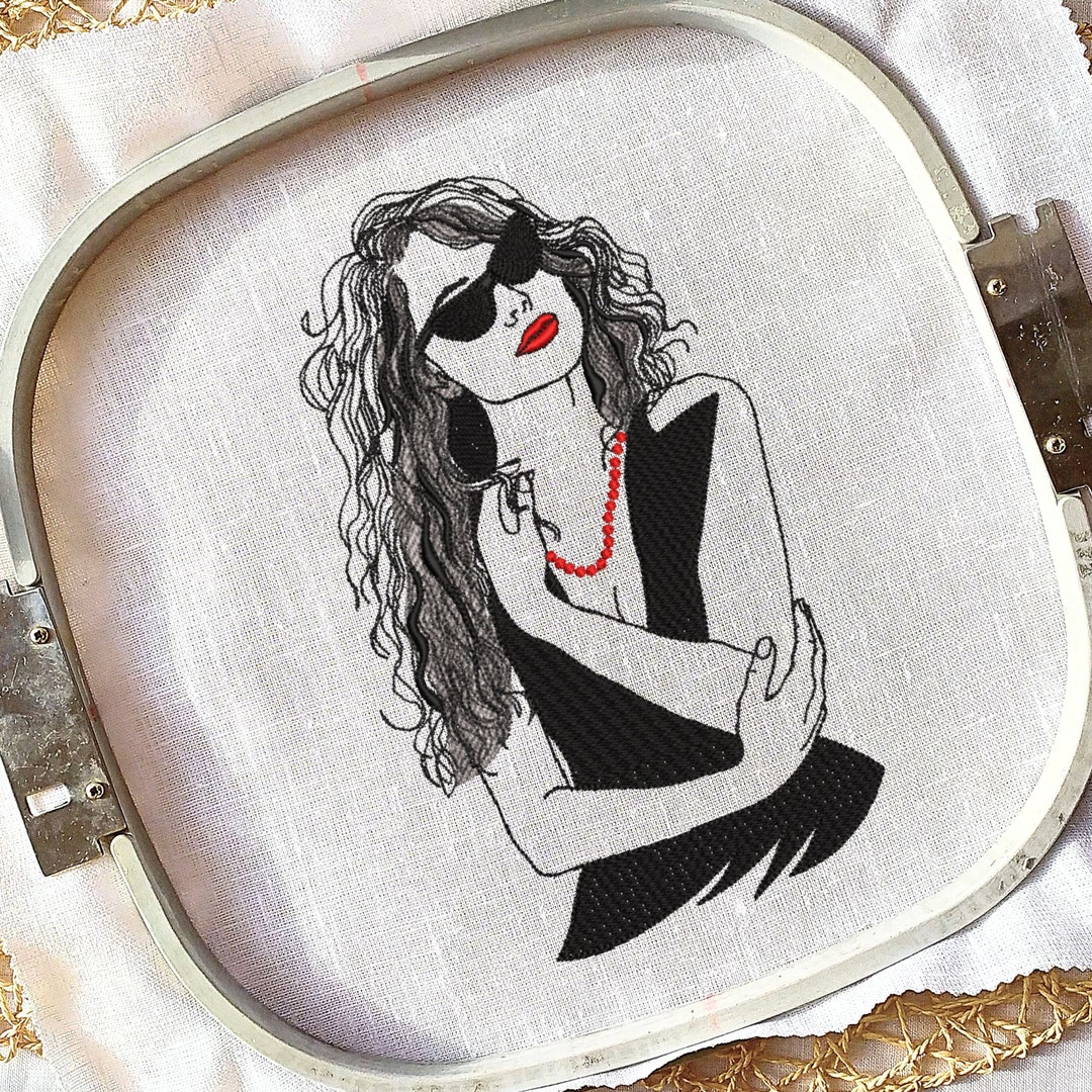 Beautiful Girl With Long Hair Machine Embroidery Design Embroidery File ...