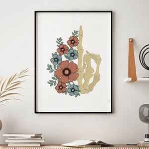 Flower Skeleton Middle Finger Machine Embroidery Design Floral Skull ...