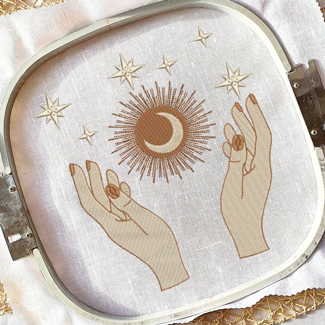 Sun in Hands Machine Embroidery Design Magic Witch Embroidery Pattern ...