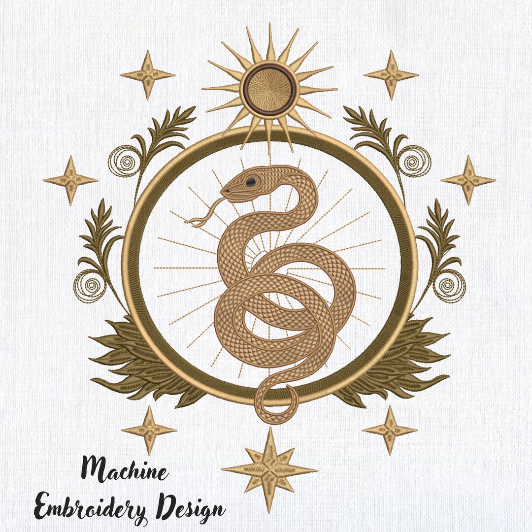 Magic Snake Sun and Stars Machine Embroidery Design, Mystical Celestial ...