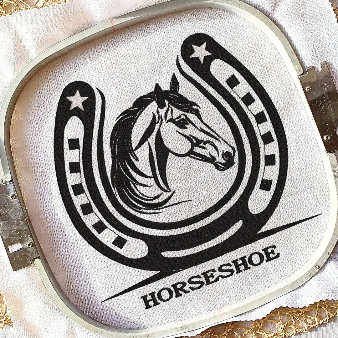 Horse Head and Horseshoe Machine Embroidery Design Farm Anilas ...