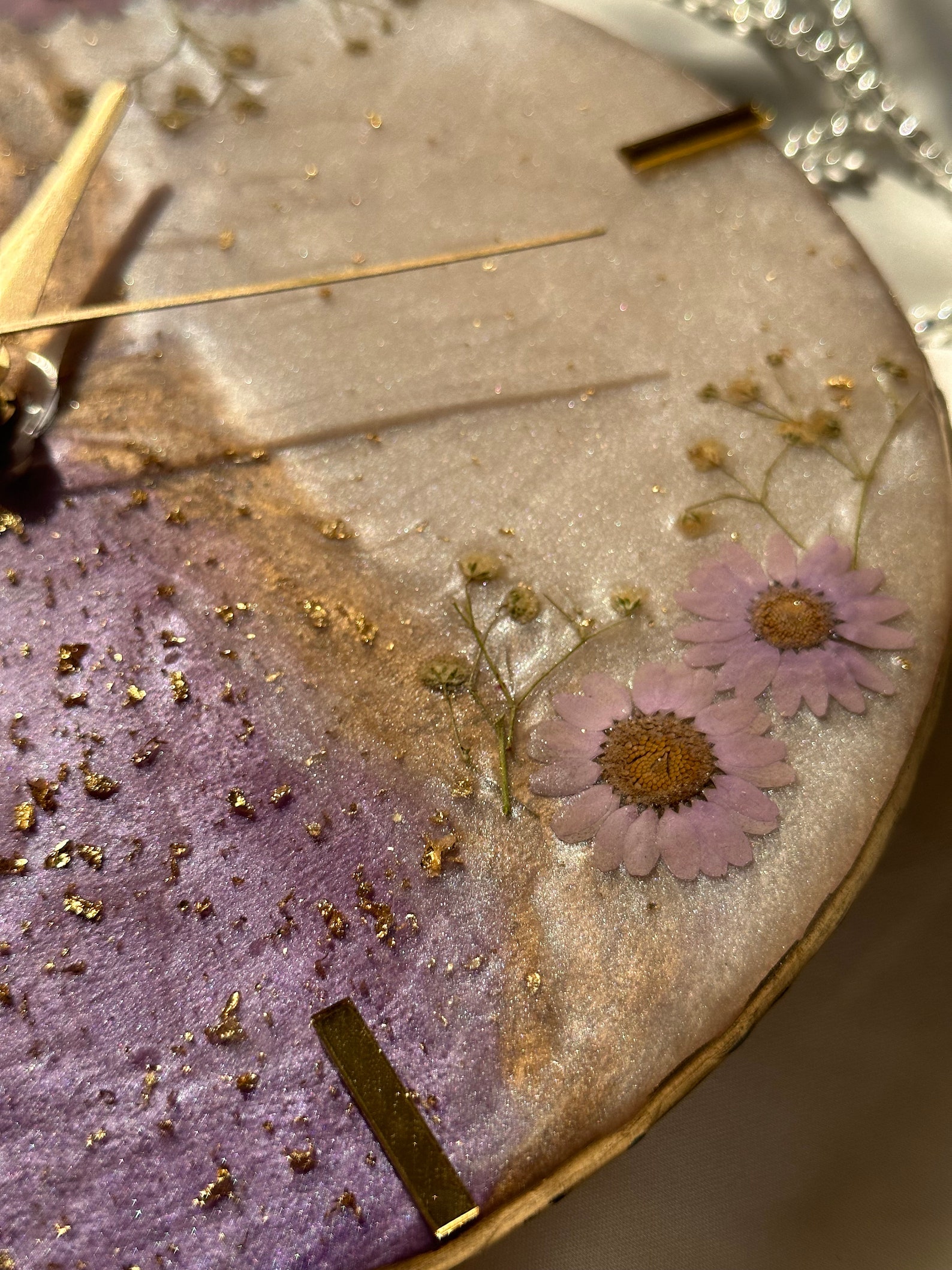 Resinart Resin Flower Clock, Pressed Floral Art, Unique Home Decor ...