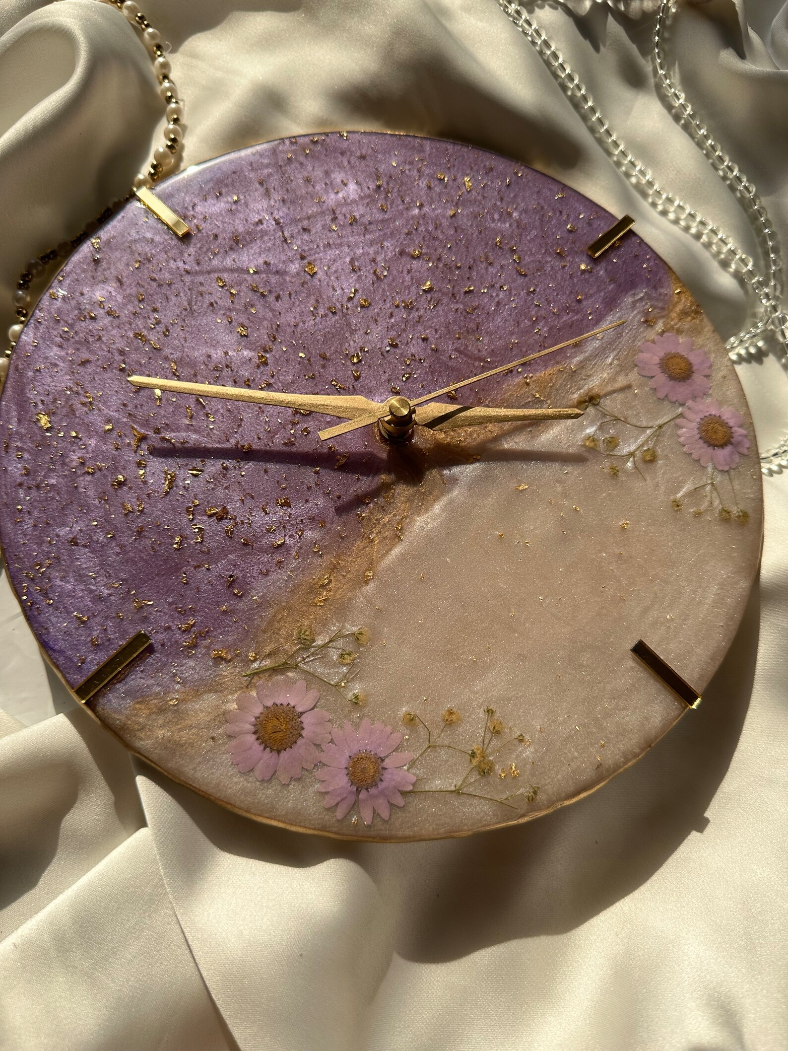 Resinart Resin Flower Clock, Pressed Floral Art, Unique Home Decor ...