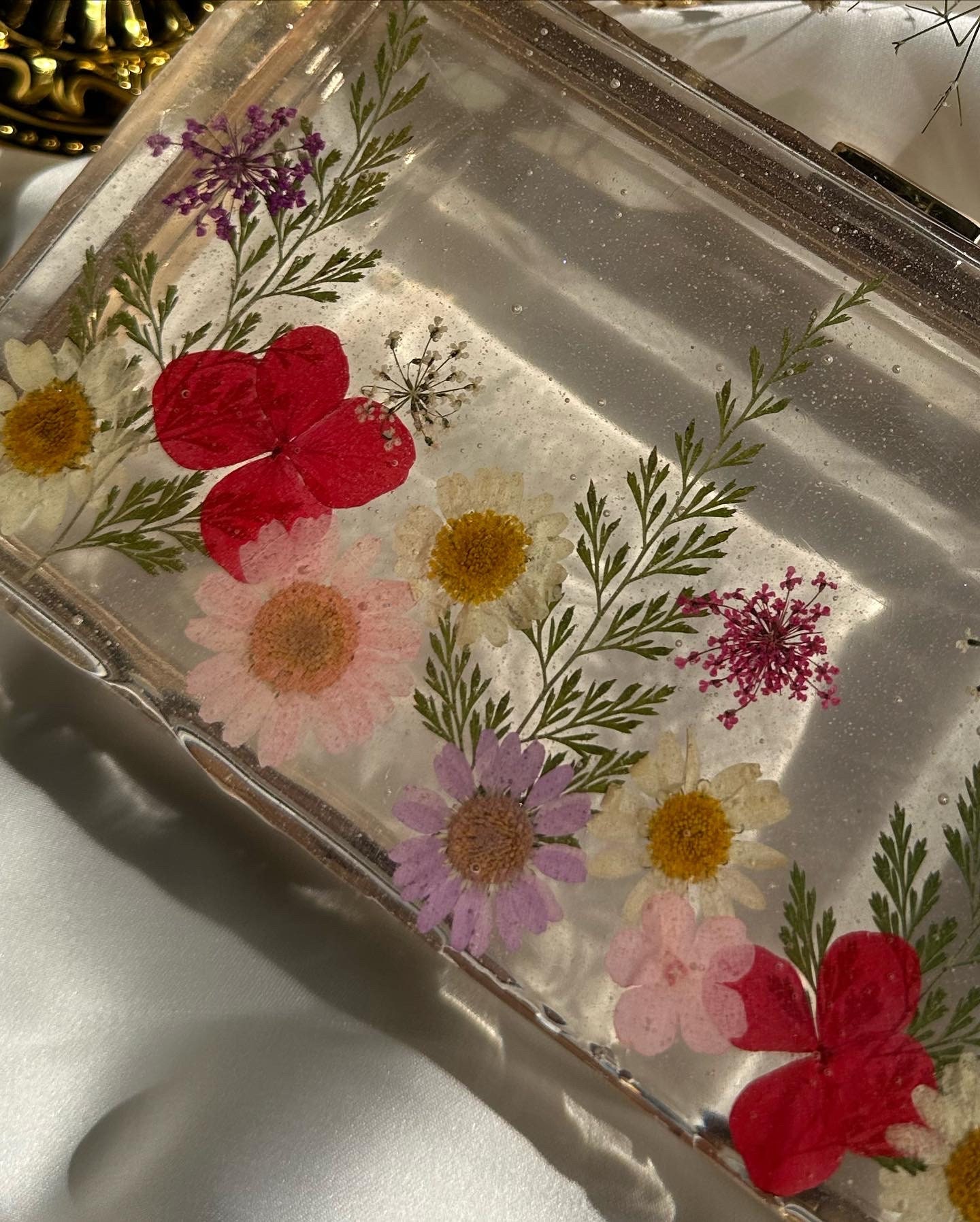 Resin Flower Clutch Bag | Pressed Botanical Purse | Bridal Evening Bag ...