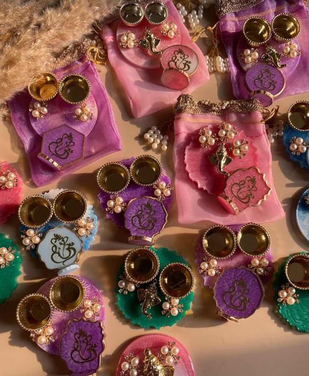 Handcrafted Mini Pooja Thali Set: Ganpati Stand, Festival Decor - Etsy