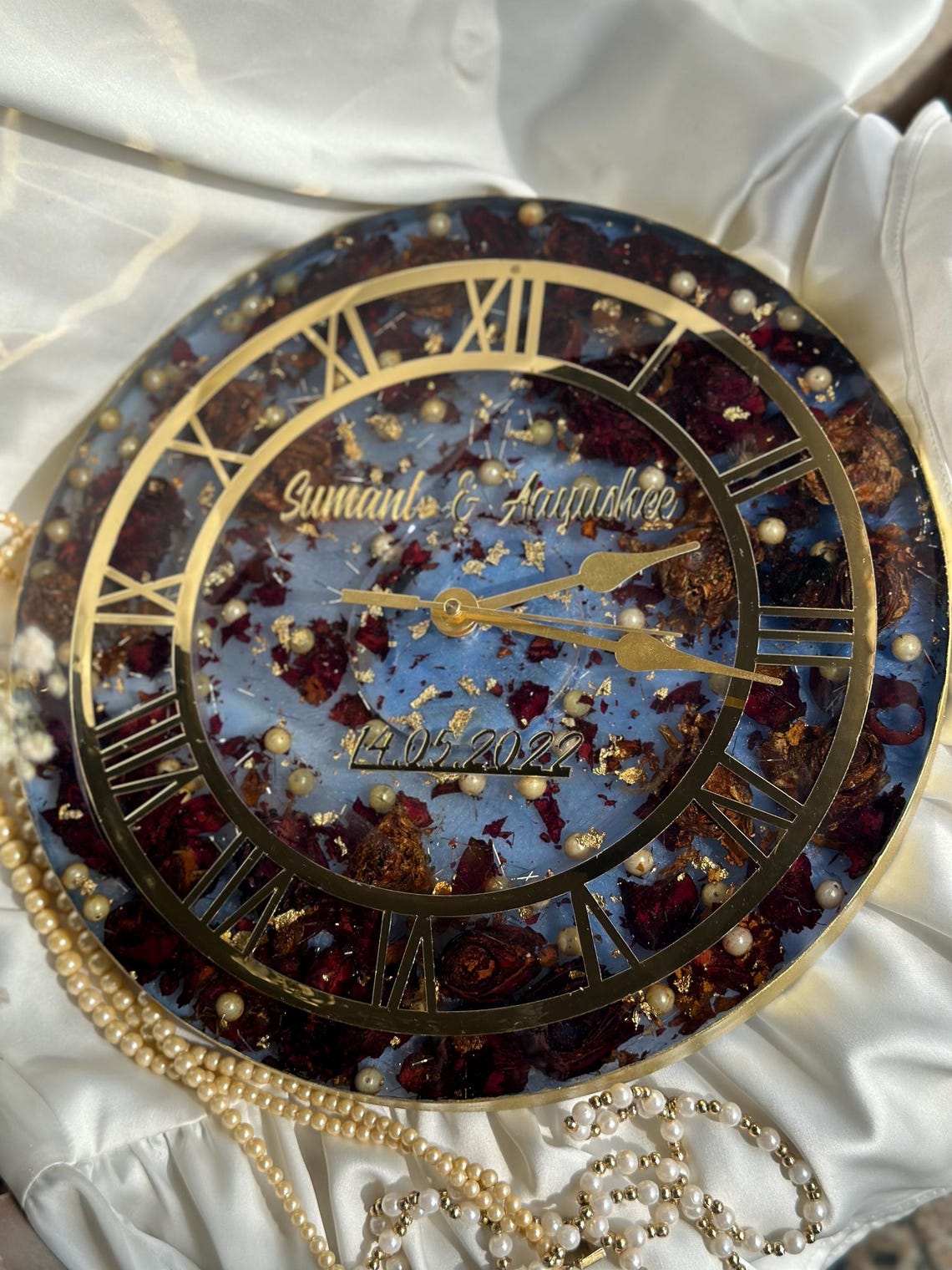 Pressed Flower Resin Wall Clock | Floral Handmade Clock | Unique Home ...