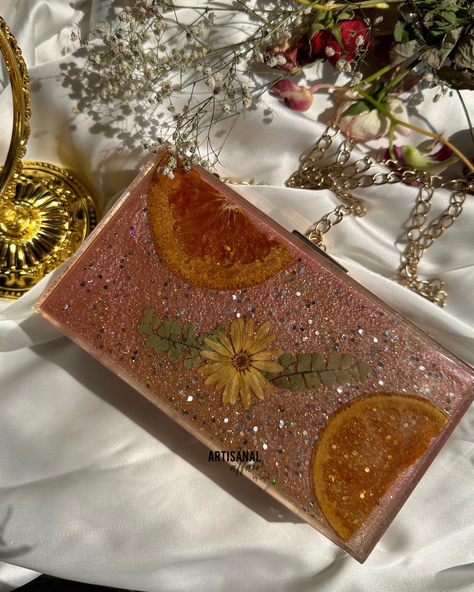 Resin Art Resin Floral Clutch, Custom Made, Resin Purse, Resin Real ...