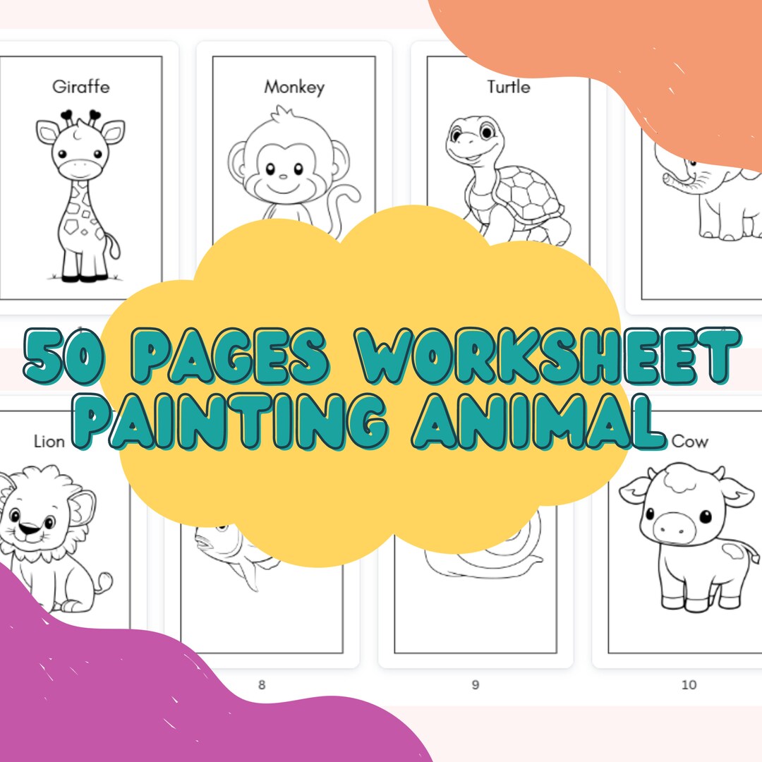 Worksheet Coloring Printable for Kids 50 Pages Painting - Etsy