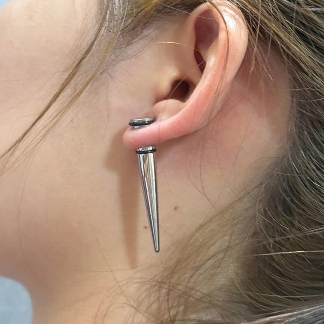 Spike Earrings, Fake Plug Earrings, Faux Gauge Jewelry, Stainless Steel ...