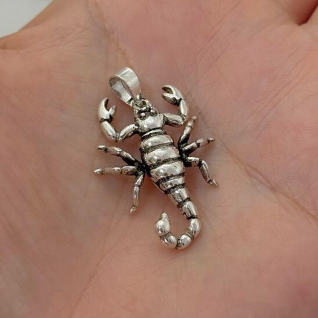 3D Scorpion Pendant, Silver Bug Pendant, Scorpion Charm, Sterling ...