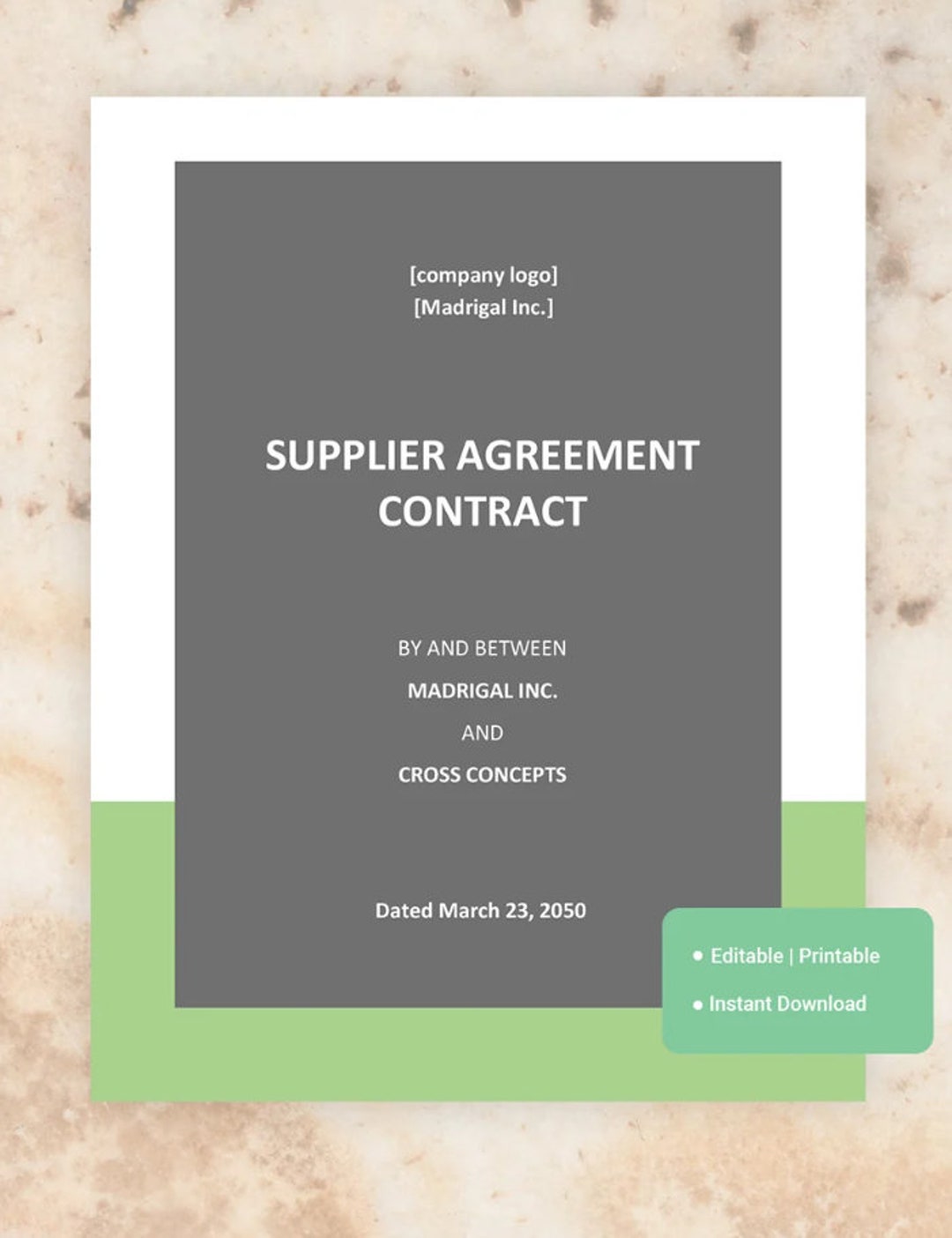 Supplier Agreement Contract Template Design in Word. Easily Editable ...