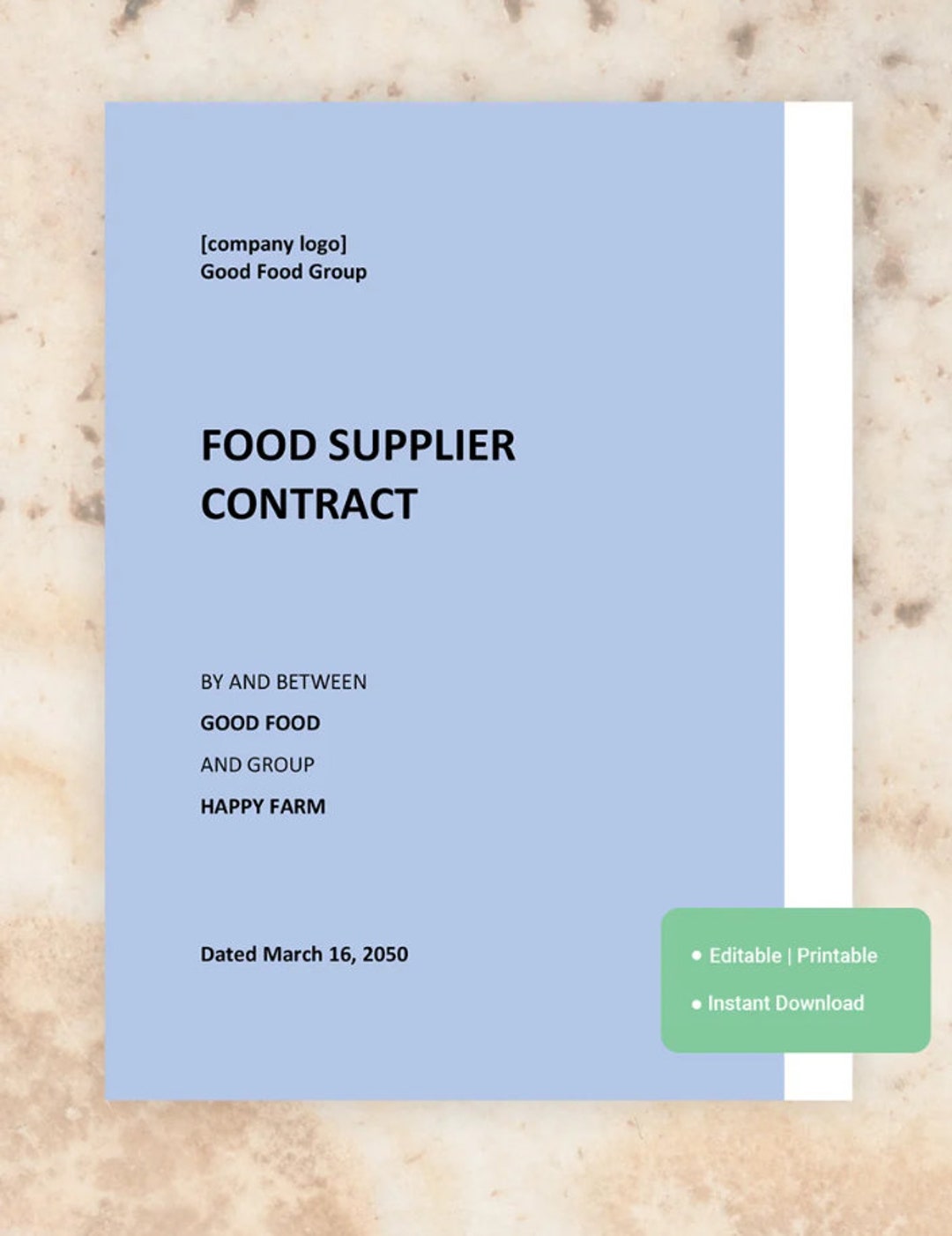 Food Supplier Contract Template Design in Word, Apple Pages Format ...