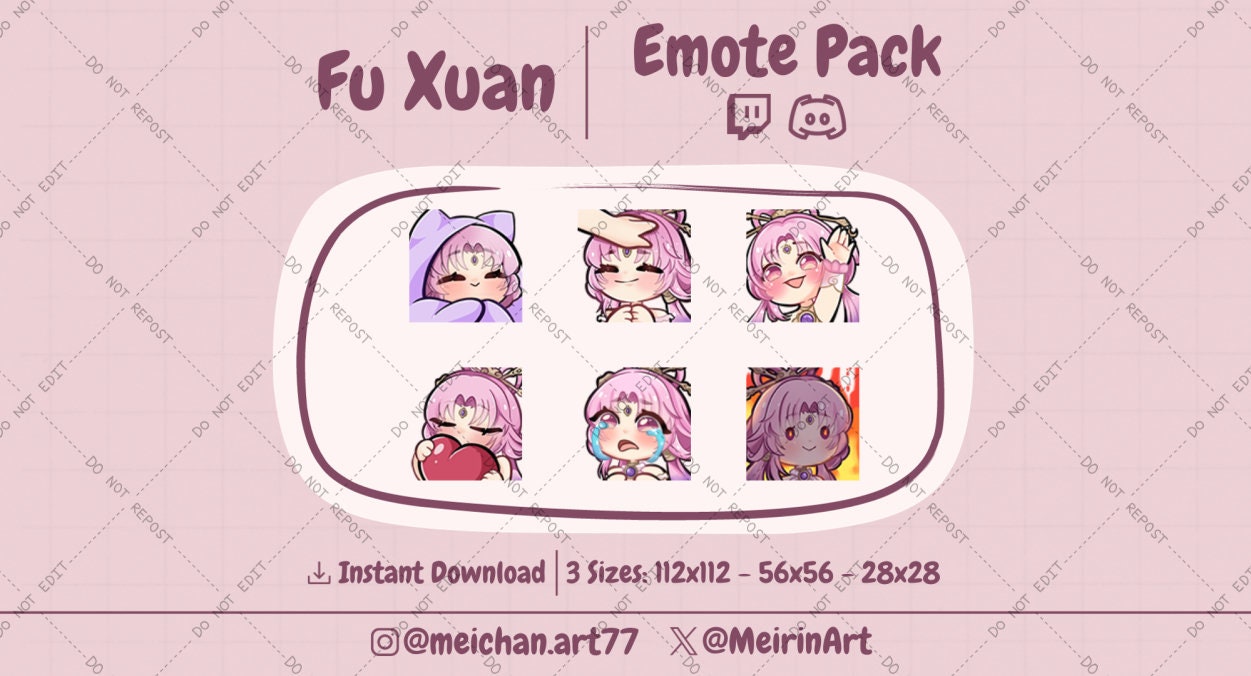 Fu Xuan X6 Emote Pack Honkai Star Rail Twitch Emote Discord Emote - Etsy