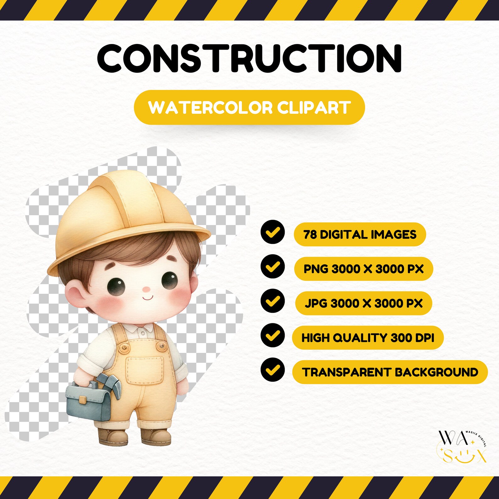 Watercolor Construction Clip Art Bundle for Kids, Bulldozer, Dump Truck ...