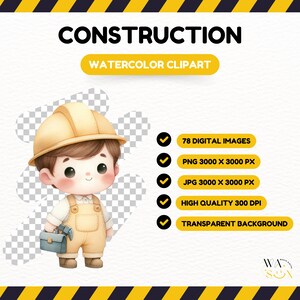 Watercolor Construction Clip Art Bundle for Kids, Bulldozer, Dump Truck ...