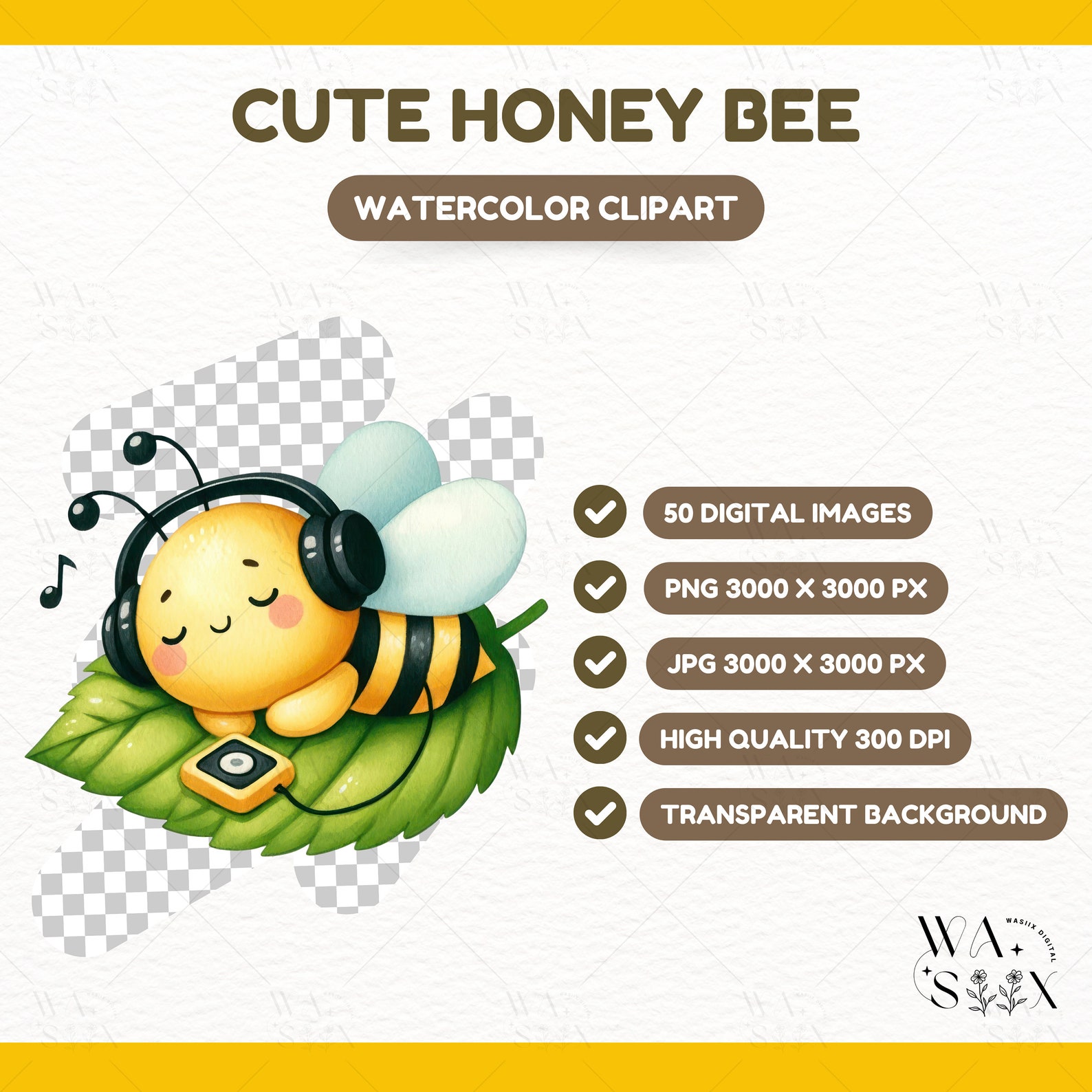 Cute Honey Bee Watercolor Clip Art Set, Bee Bear, Beehive, Honeycomb ...