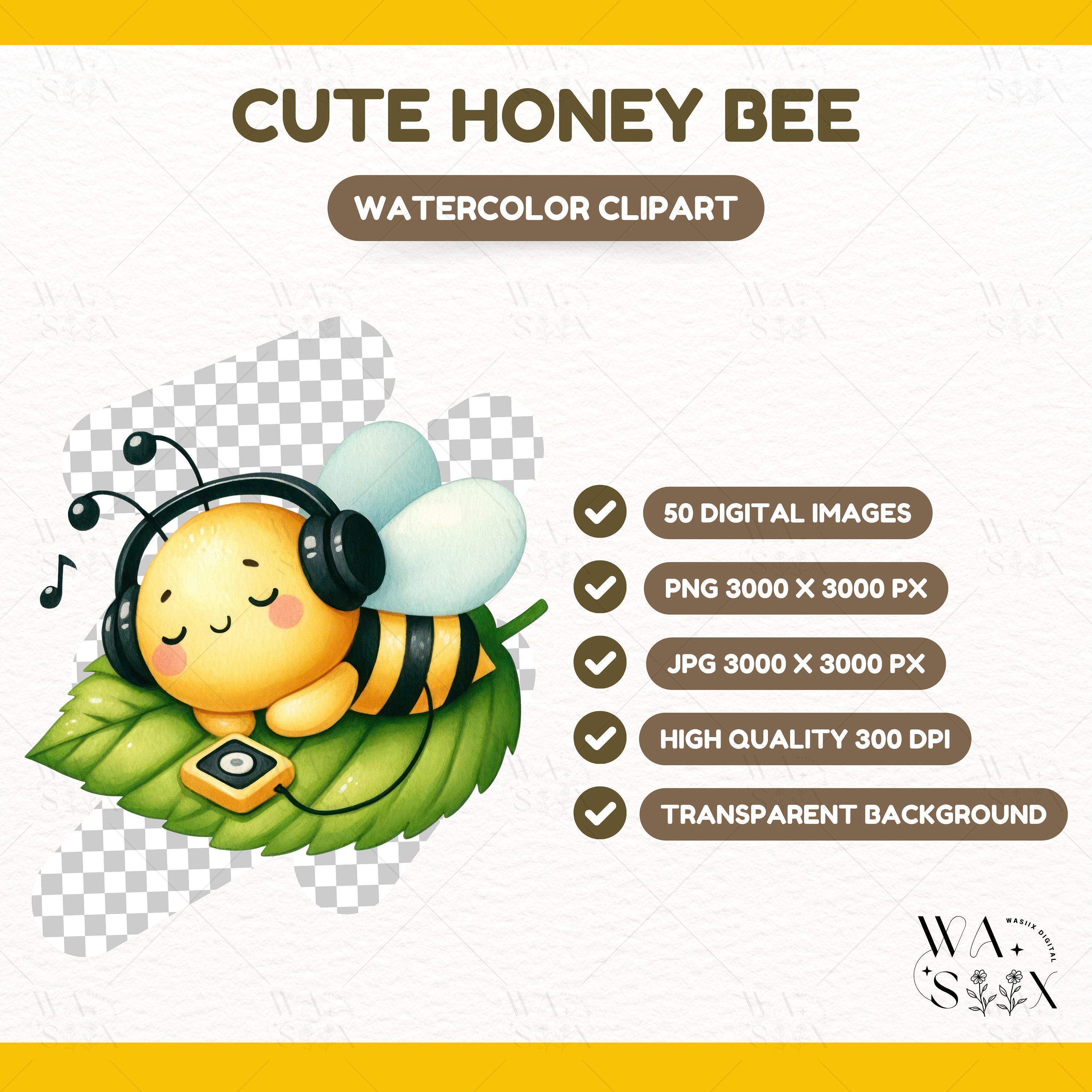 Cute Honey Bee Watercolor Clip Art Set, Bee Bear, Beehive, Honeycomb ...