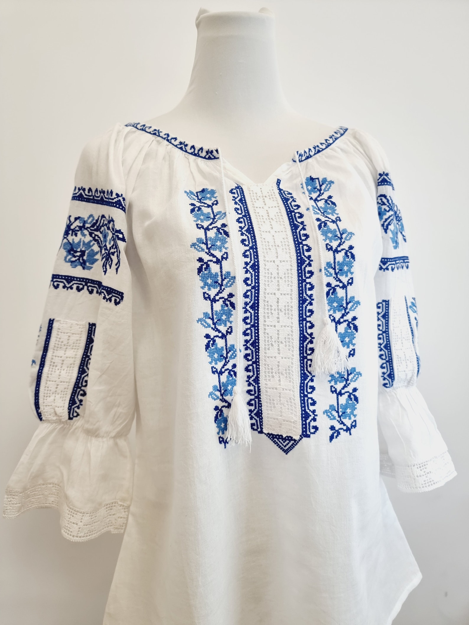 Hand Stitched Vintage Romanian Blouse Ie Romaneasca - Folk Costume Top ...