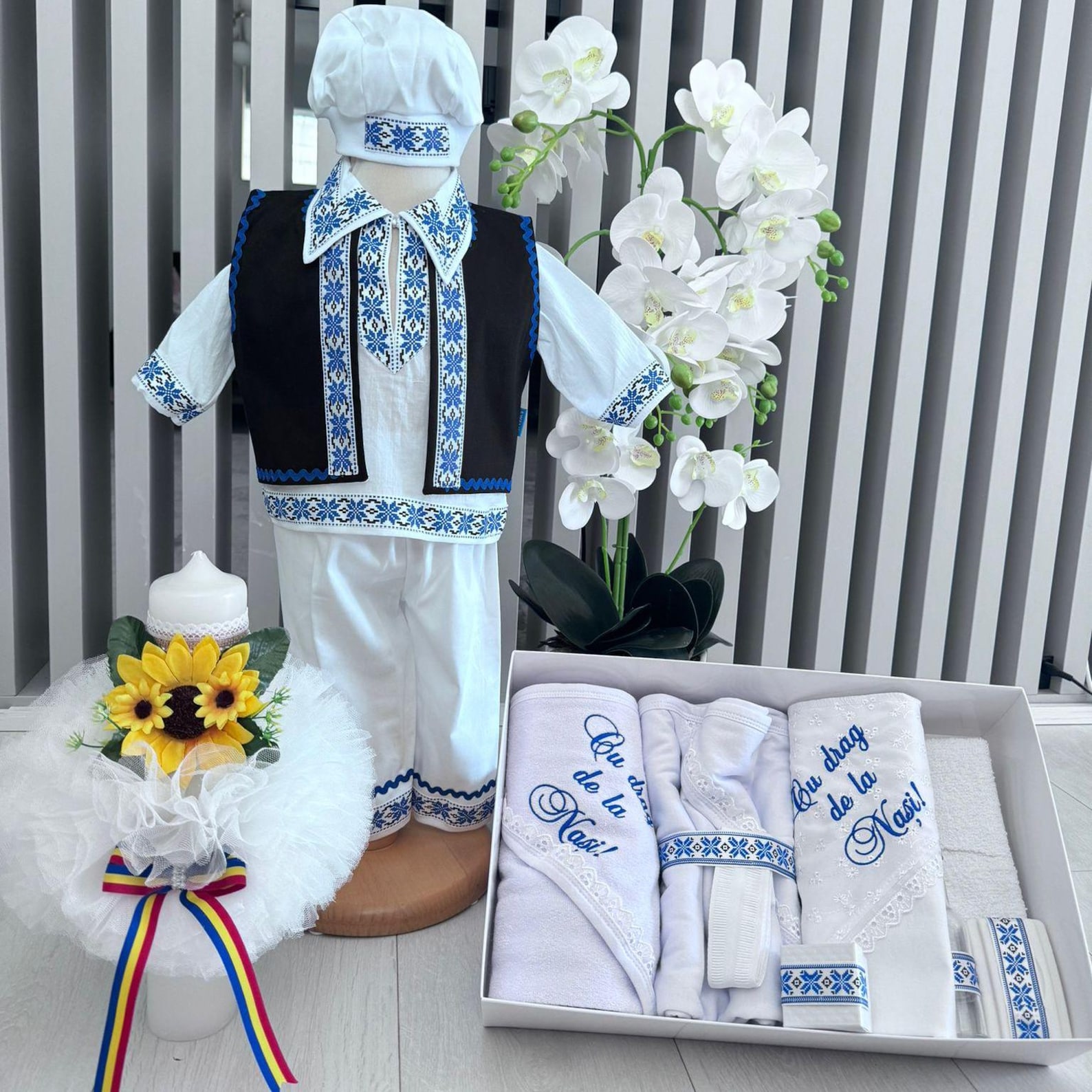 Traditional Romanian Baptism Set for Baby Boy, Complete Christening ...