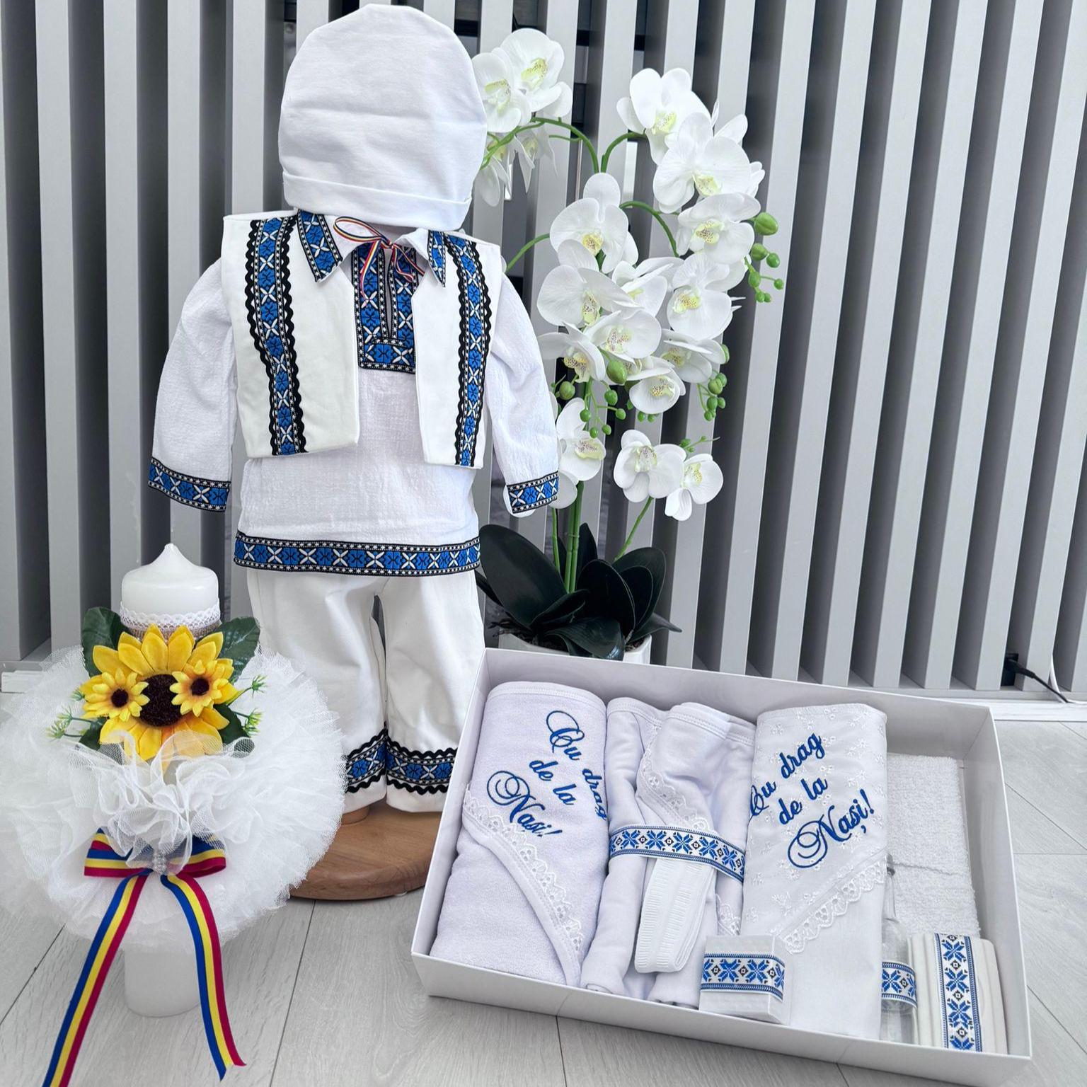 Traditional Romanian Baptism Set for Baby Boy, Complete Christening ...
