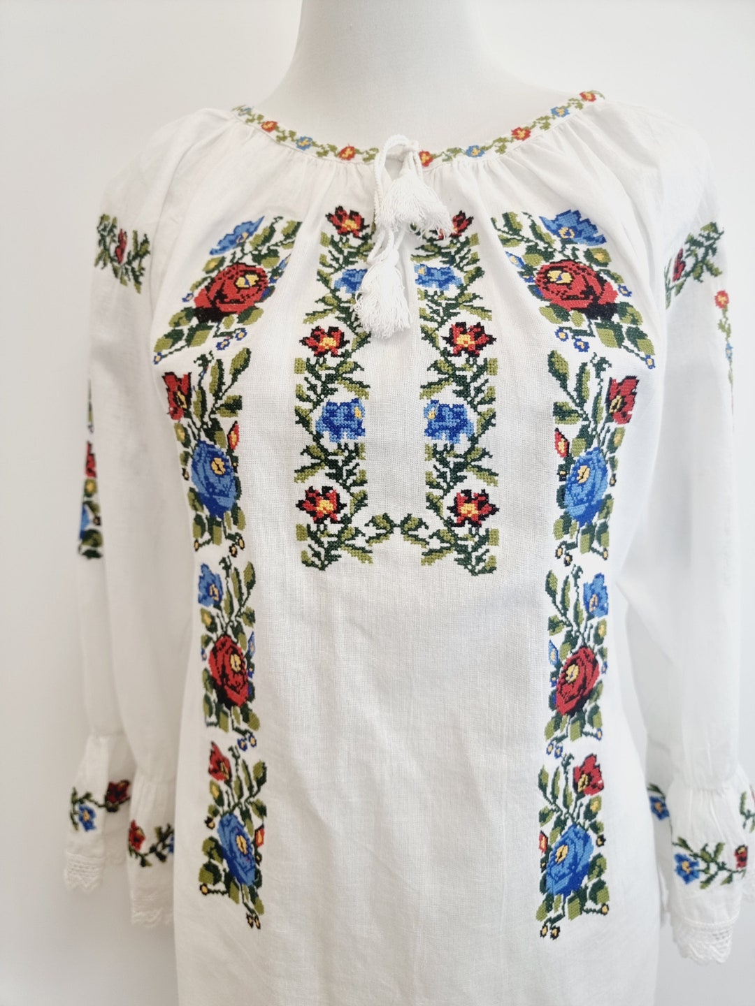 Handmade Ie Romaneasca Embroidery Authentic Romanian Folk Blouse ...