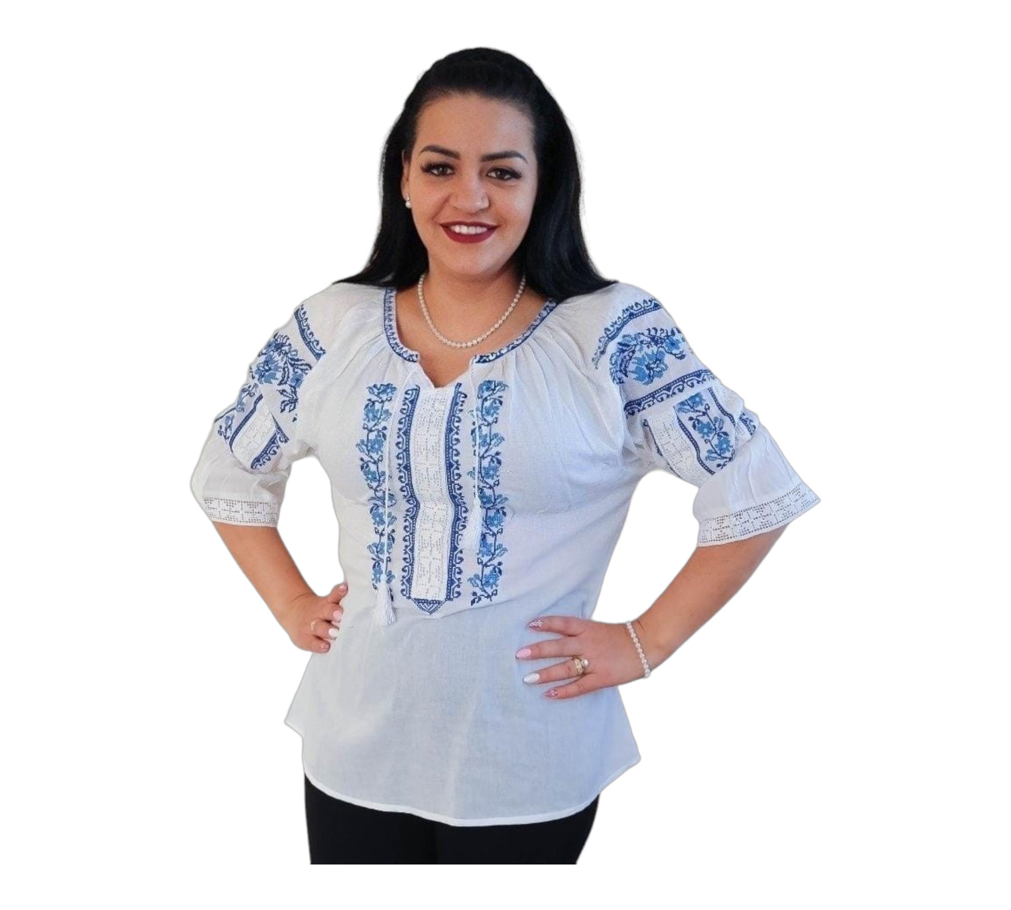 Hand Stitched Vintage Romanian Blouse Ie Romaneasca - Folk Costume Top ...