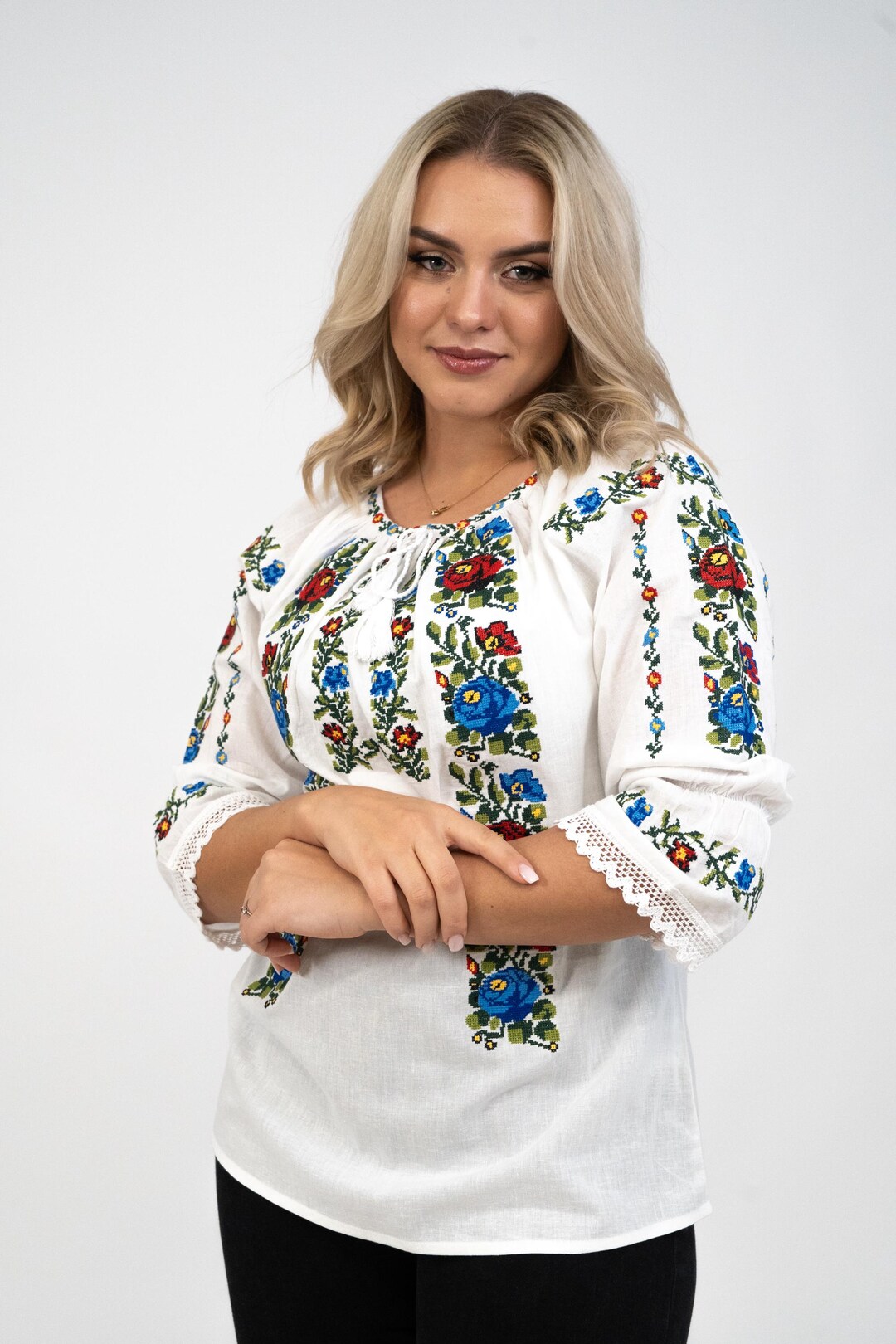 Handmade Ie Romaneasca Embroidery Authentic Romanian Folk Blouse ...