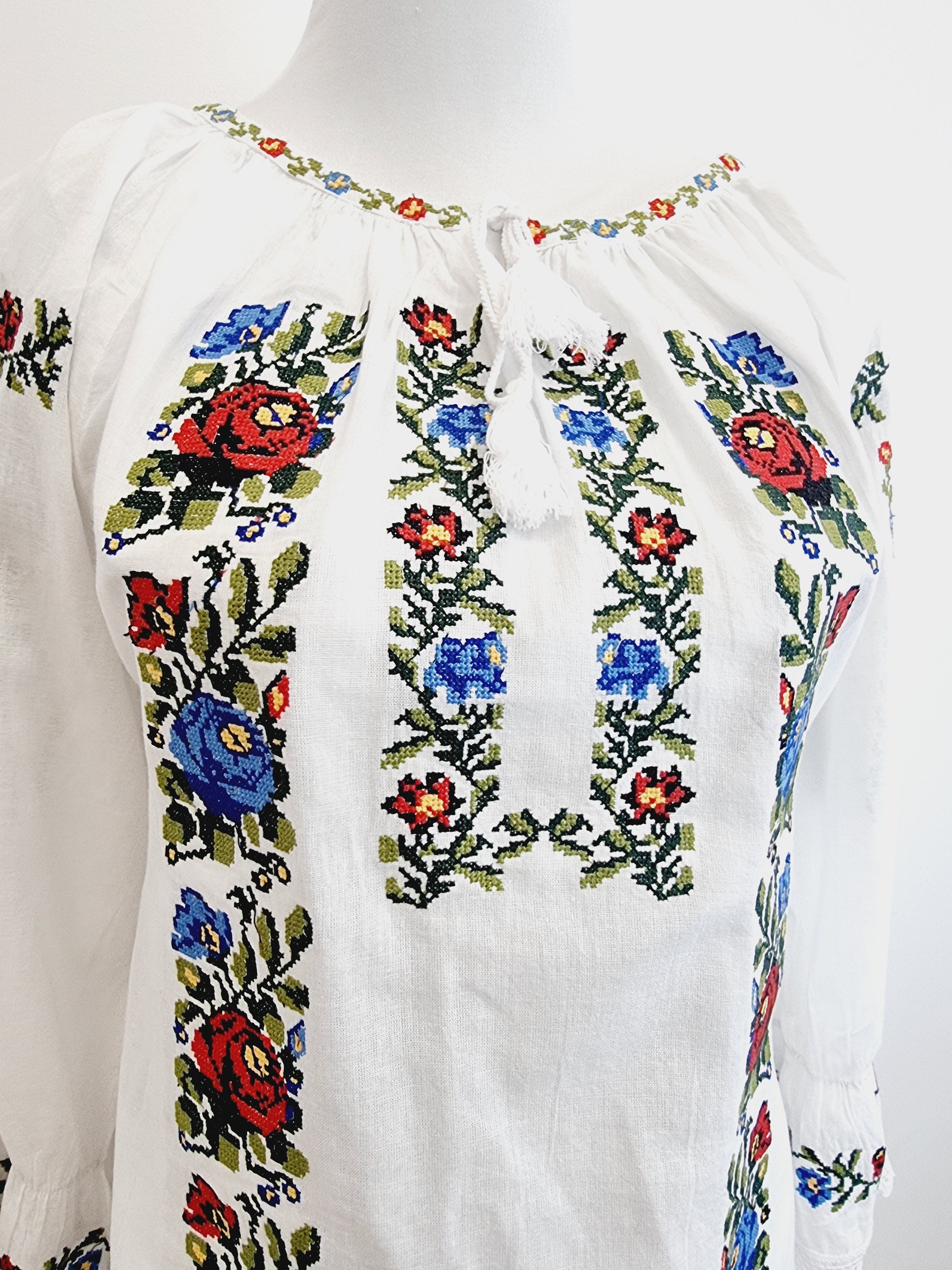 Handmade Ie Romaneasca Embroidery Authentic Romanian Folk Blouse ...