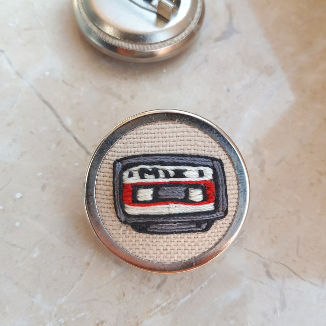 Retro Mixtape Hand Embroidered Brooch Old School Pin - Etsy