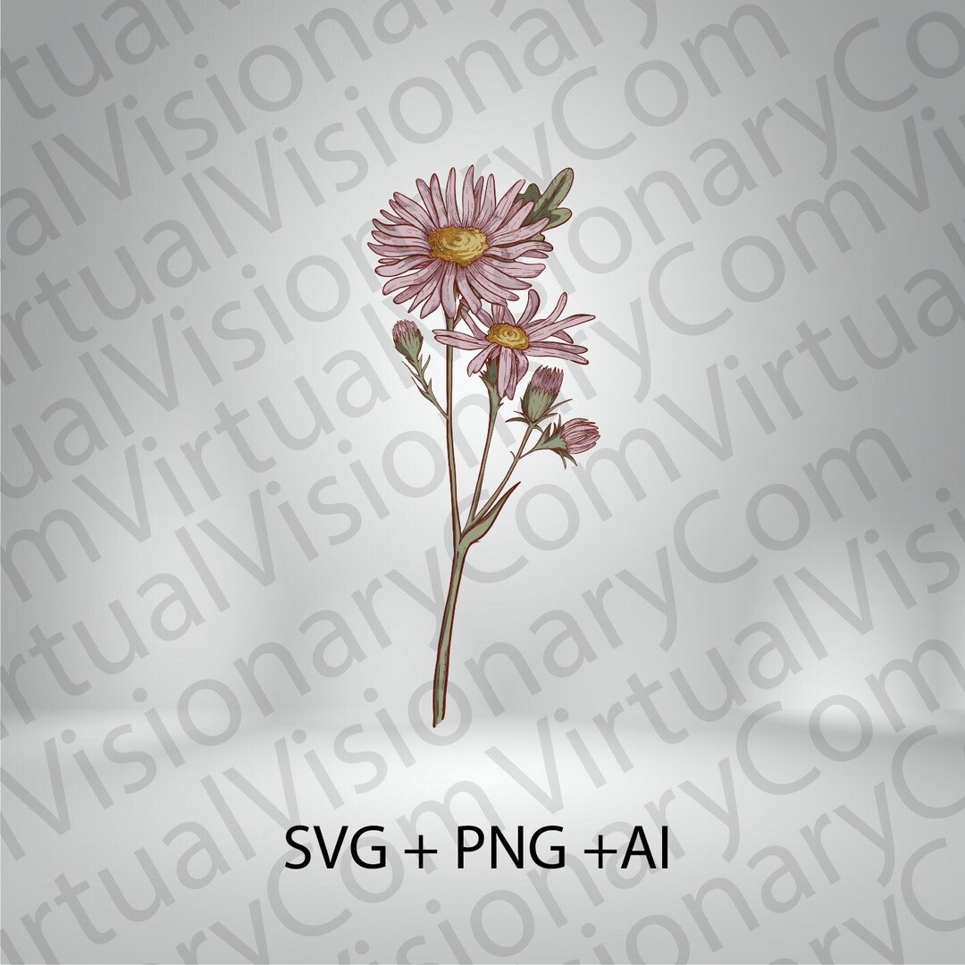 Aster Svg Flower Bouquet Svg Birth Month Flower Birth - Etsy