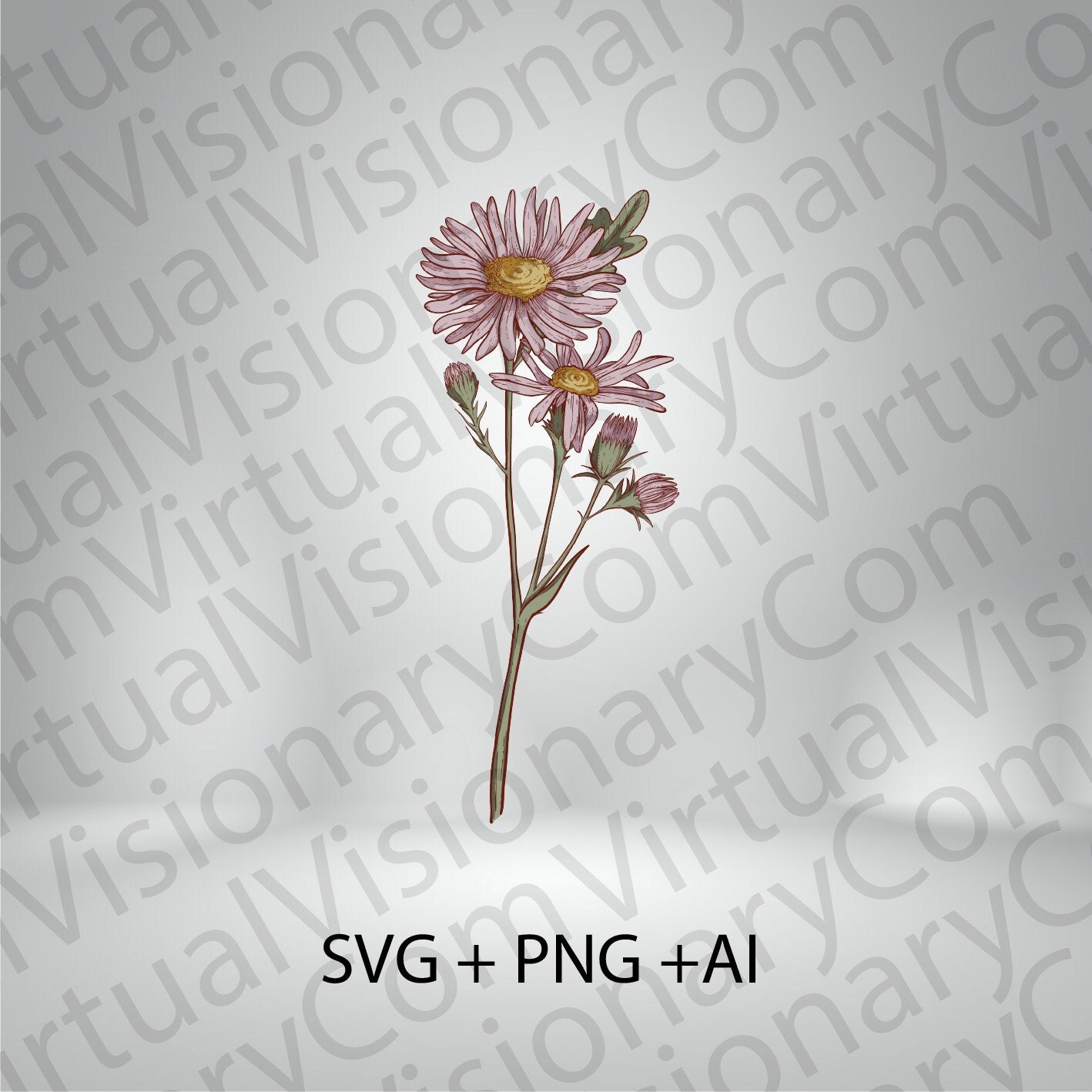Aster Svg Flower Bouquet Svg Birth Month Flower Birth - Etsy